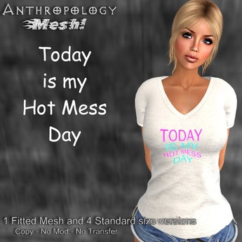 Second Life Marketplace - Today is my Hot Mess Day. Fem T-shirt (fitmesh f)