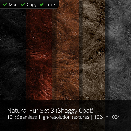 Second Life Marketplace - 10 x Seamless Natural Fur - Shaggy ...