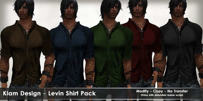 Second Life Marketplace - Klam Design - Levin Shirt PACK PROMO WEEK