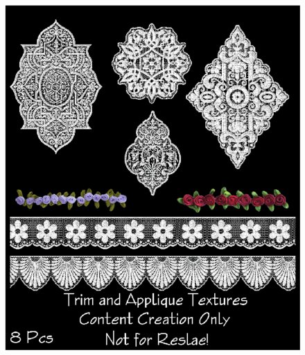 Second Life Marketplace - 8 lace trim and Applique textures