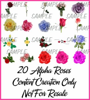 Second Life Marketplace - 20 Roses Alpha Textures