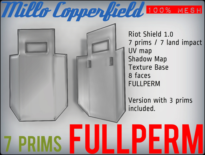 Second Life Marketplace - Millo Copperfield - Mesh Riot Shield, 8 faces ...