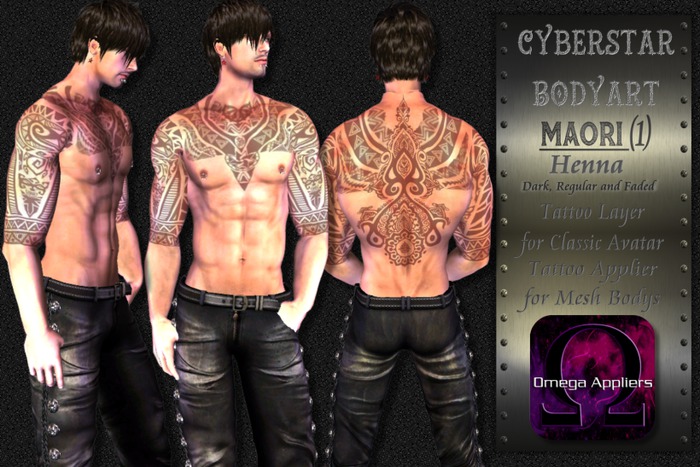 Second Life Marketplace - Maori red Henna Upper Tattoo for mesh body ...