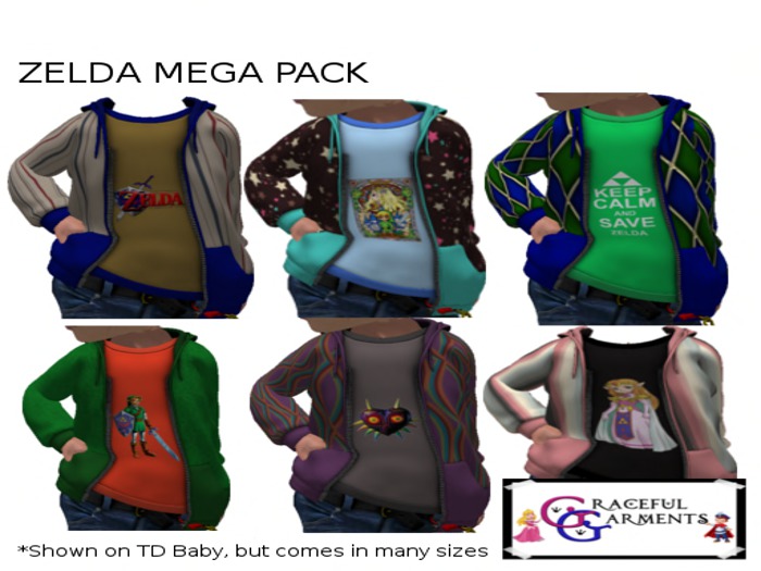 Second Life Marketplace - *GG* Zelda Hoodies Mega FEMALE (boxed)