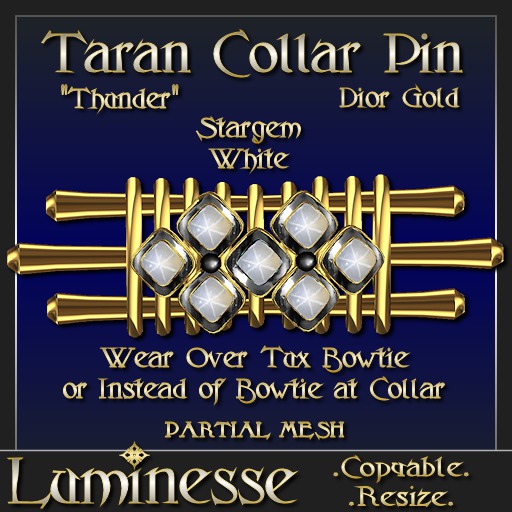 Second Life Marketplace - TARAN "Thunder" Dior MENS Gold Collar Pin ...