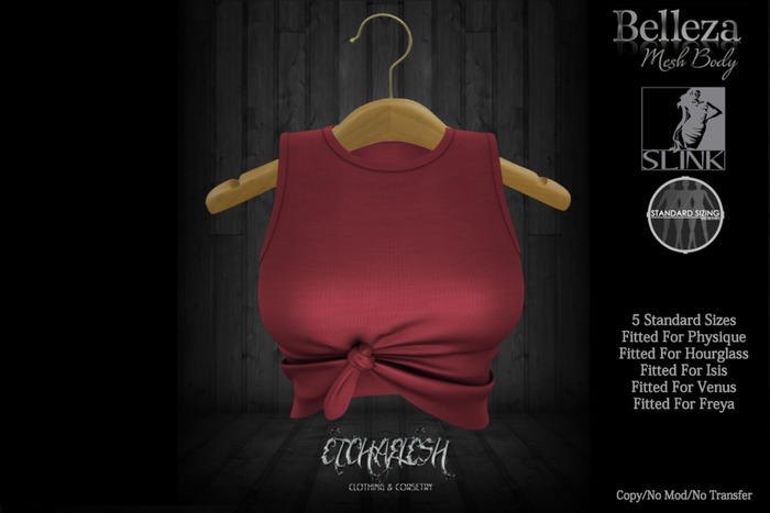 Second Life Marketplace - DEMO [Etchaflesh] Ruby Knotted Tank