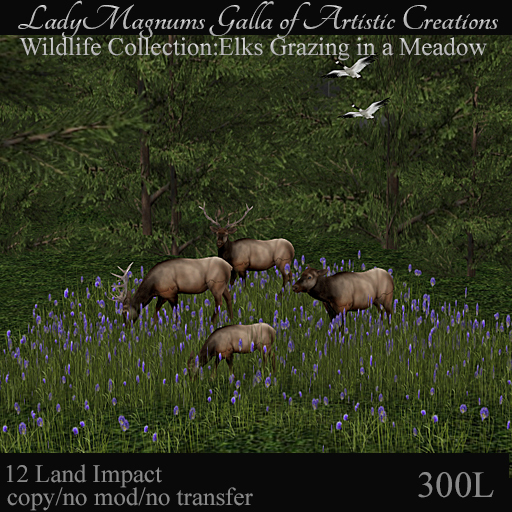 Second Life Marketplace - LadyMs Wildlife Collection:Elks Grazing in a ...