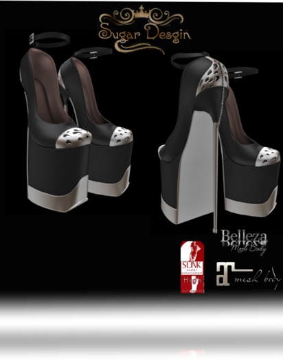 Second Life Marketplace - :::SUGAR::: Missy Black/Silver High Heels