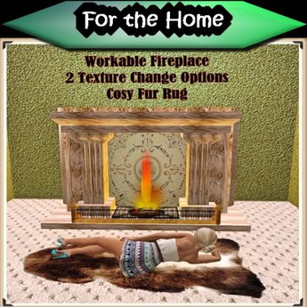 Second Life Marketplace - Working Fireplace & Rug