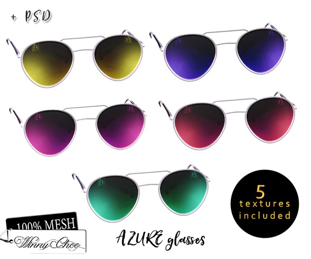 Second Life Marketplace - AZURA Glasses - FULL PERMISSION + PSD {Kemono ...