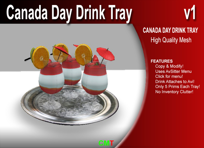 Second Life Marketplace - Canada Day Drink Tray v1 Copy!