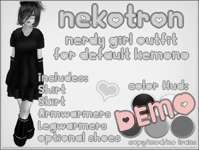 Second Life Marketplace [nekotron] Nerdy Girl Outfit Demo