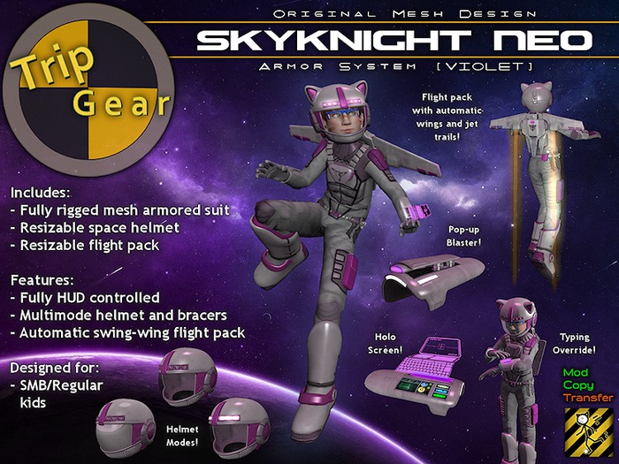 Second Life Marketplace - TripGear SkyKnight Neo Armor System [VIOLET]