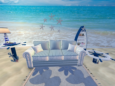 Second Life Marketplace - Summer Nautical Living Room 8 Pc mesh Set (crate)