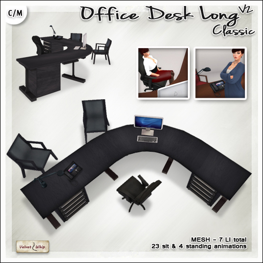 Second Life Marketplace - [V/W] Office Desk Long V2 Classic - 7 LI ...