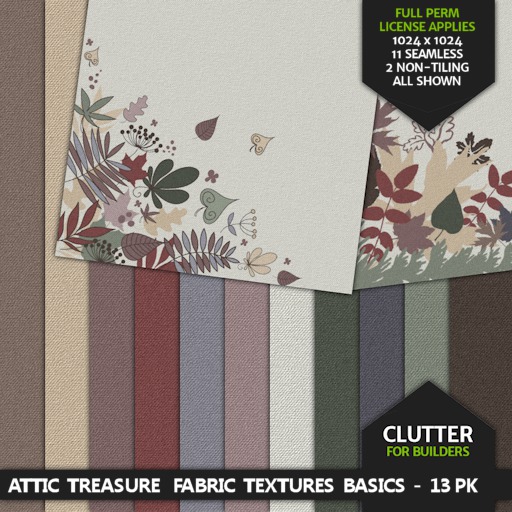 Second Life Marketplace - Clutter - Attic Treasure Fabric Textures ...