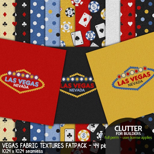 Second Life Marketplace - Clutter - Vegas Fabric Texture Fatpack - 44PK