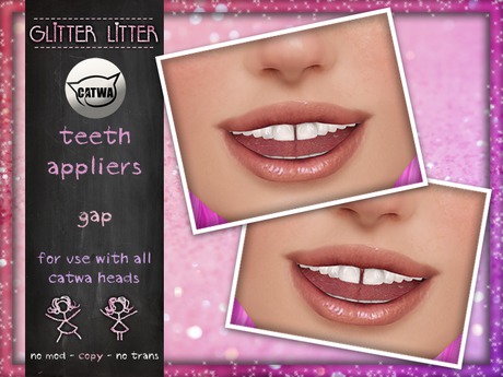 Second Life Marketplace - - Glitter Litter - Catwa Teeth Applier - Gap