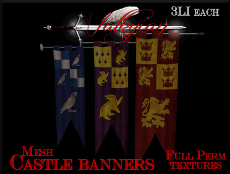 Second Life Marketplace - ~Valkyrian~ Castle COA Banner (Mesh) 3-LI ...