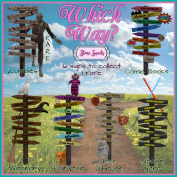 Second Life Marketplace - stone sweets. directional sign / wizardry places
