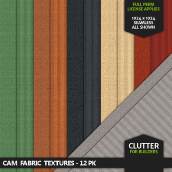 Second Life Marketplace - CLUTTER - Cam Fabric Textures 12-PK