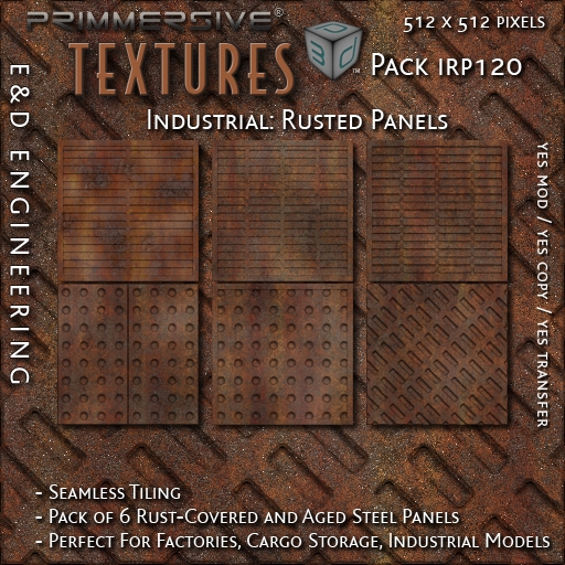 Second Life Marketplace - [IRP120] 6 512px Heavily Rusted Steel Plate ...