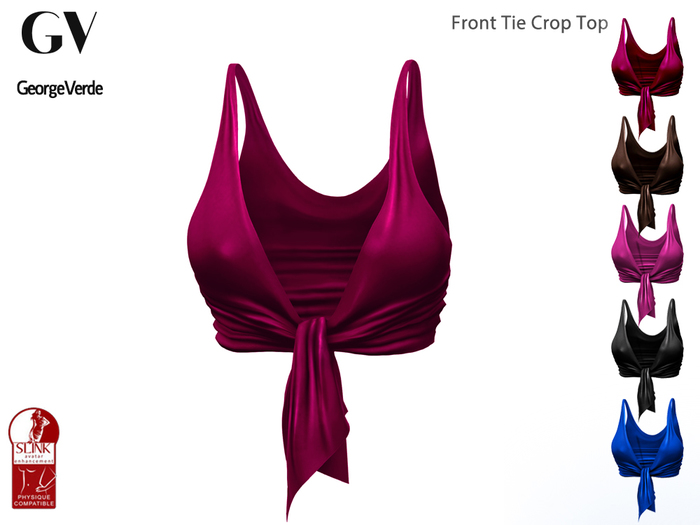Second Life Marketplace - GV Full Perm Front Tie Crop Top Slink Physique