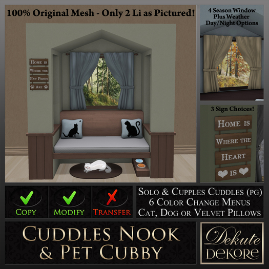 Second Life Marketplace - [Mesh] Cuddles Nook & Pet Cubby
