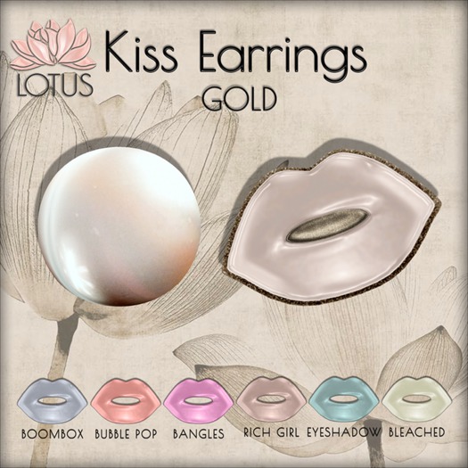 Second Life Marketplace - LOTUS. Kiss Earrings - Gold