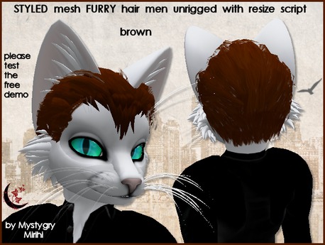 Second Life Marketplace - DEMO 4 colors Styled mesh unrigged hair furry ...