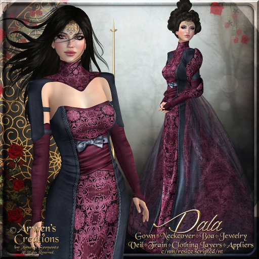Second Life Marketplace - {AS} Dala Rigged Mesh Fantasy Gown: Blue ...