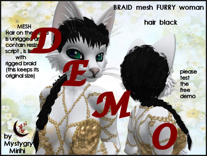 Second Life Marketplace - DEMO free 4 colors Braid mesh hair furry ...