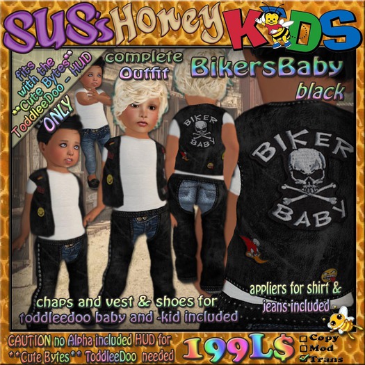 Second Life Marketplace - SUS HoneyKids BikersBaby in black