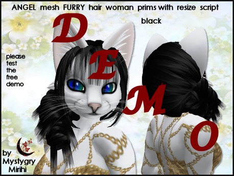 Second Life Marketplace - DEMO 7 colors Angel furry woman hair resize ...