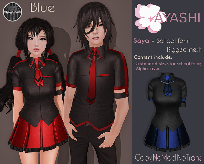 Second Life Marketplace - [^.^Ayashi^.^] Saya school form-Blue
