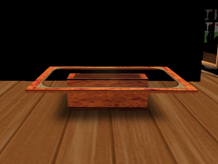 Second Life Marketplace - Dining Table Wood, Glass, & Brass v2.1