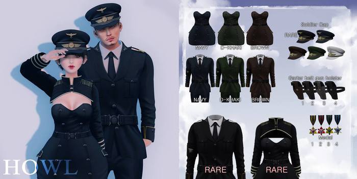 Second Life Marketplace - Howl - Military uniforms Female[M] BROWN