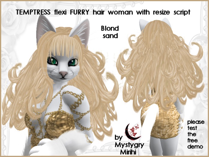 Second Life Marketplace - Temptress blond sand flexi curly furry woman ...