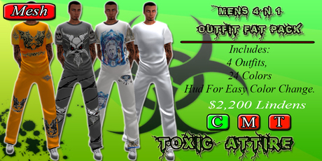 Second Life Marketplace - Toxic Attire Mens 4 N 1 Outfit Fat Pack