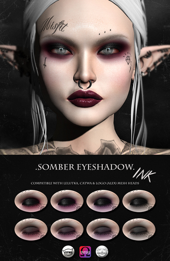 Second Life Marketplace - -SU!- Somber Eyeshadow "Ink"
