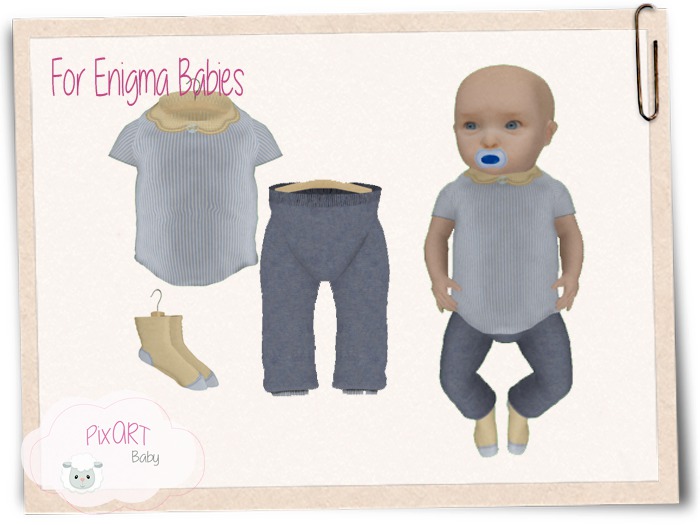 Second Life Marketplace - -PixART- Blue Stripes Outfit - for Enigma Babies