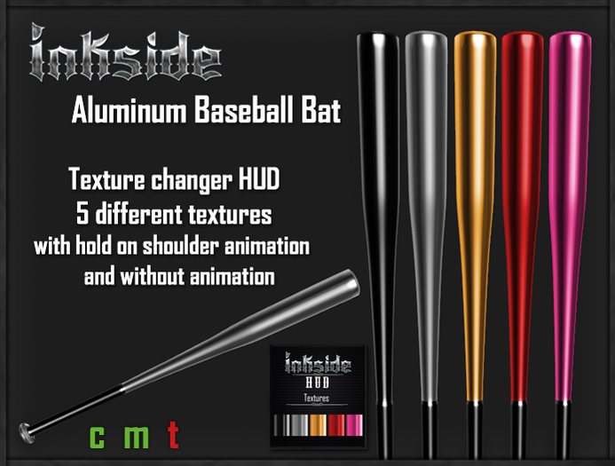 Second Life Marketplace - Inkside - Aluminum Baseball Bat with Texture HUD