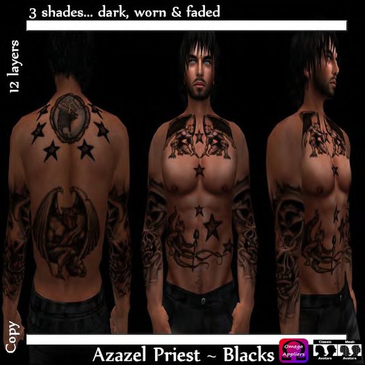 Second Life Marketplace - Etched Azazel Priest Tattoo With Appliers ...