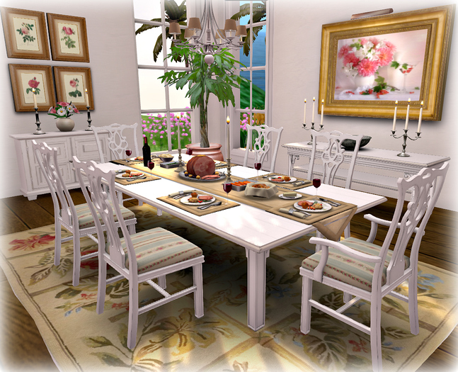 Second Life Marketplace - Dinner Party Dining Set for 6: White ...