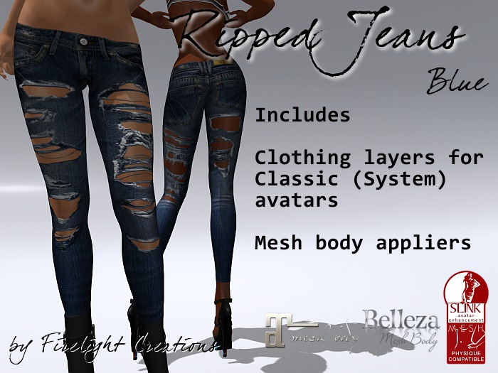 Second Life Marketplace - Ripped Jeans-Blue