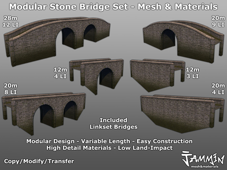 Second Life Marketplace - [Jammin] Modular Stone Bridge Set - Copy/Mod ...