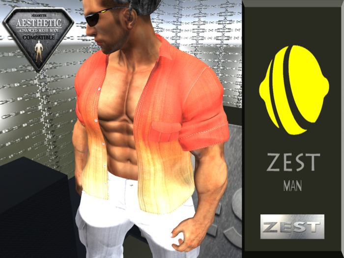 Second Life Marketplace - ZEST MAN AESTHETIC JAZZ OMBRE OPEN SHIRT boxed