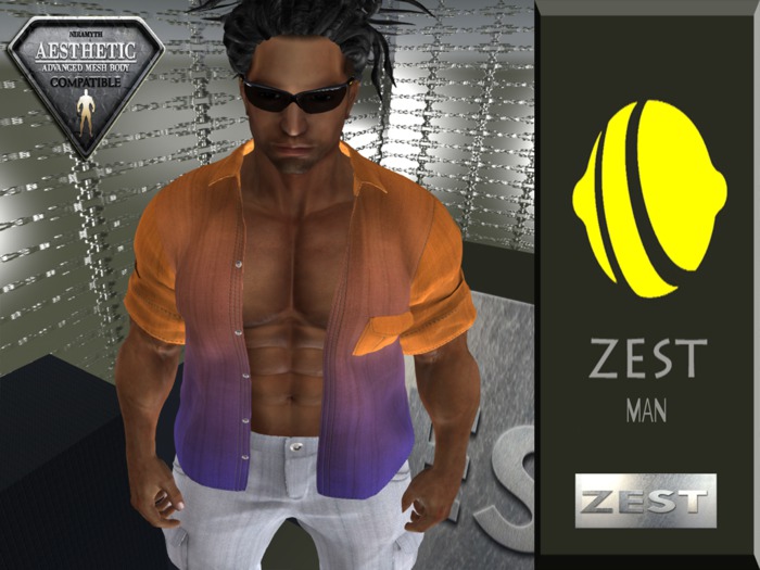 Second Life Marketplace - ZEST MAN AESTHETIC SUNSET OMBRE OPEN SHIRT boxed