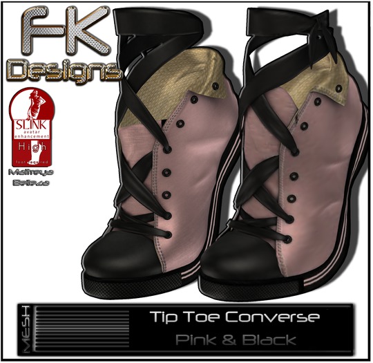 Second Life Marketplace - FK! - Tip-Toe Converse - Pink & Black