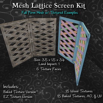 Second Life Marketplace - ~tc~ Mesh Lattice Screen Full Perm Kit